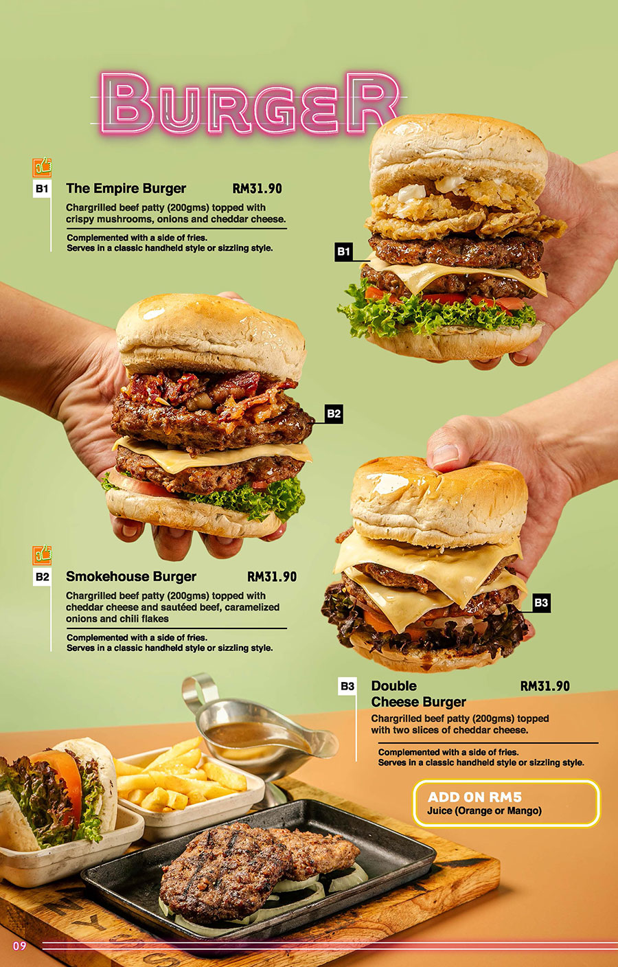 Menu : NY Steak Shack ~ Steak, Burgers & Shakes